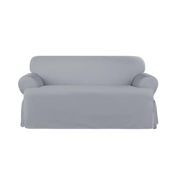 商品名: Sure Fit Heavyweight Cotton Duck Loveseat Slipcover ? パシフィックブルー SureFit Heavyweight Cotton Duck T-Cushion Loveseat ...