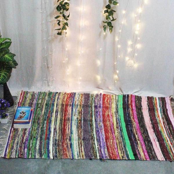 商品名: Chindi cotton rug (White) Chindi Cotton Rag Rugs 100% Eco-Friendly, 2-in-1 Reversible Multipurpose, Multicolor Hand...