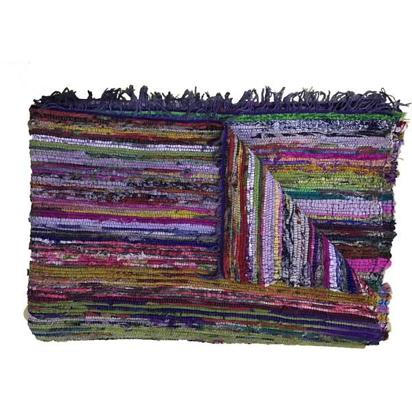 商品名: フェアトレードハンドメイドRagラグChindiラグマルチ色付きインドマットRecycled Rug Boho Decorative Rug ( 5 ftx3ft ) ブルー RUGC06 Aakriti Gallery Fair...