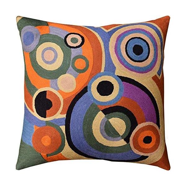 商品名: Rhythm 1912 by Delaunay装飾枕カバーHandEmbroideredウール20 " x20 " Kashmir Designs Abstract Decorative Pillow Cover Rhythmn ...