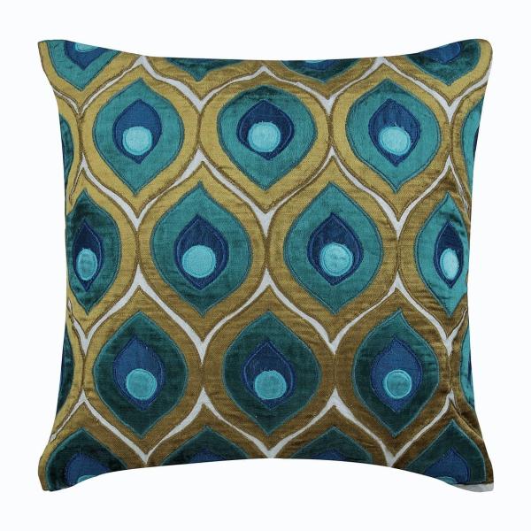商品名: ザ ホームセントリック クッションカバー ベルベット 50x50 cm 緑 - Art Deco Peacock Birds Decorative Throw Pillow Covers 20" x 20" | Modern Ve...