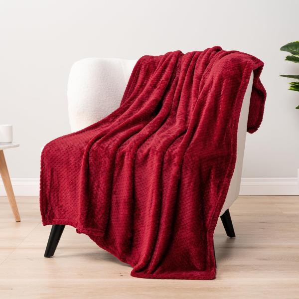 商品名: (130cm x 150cm, Wine) - Premium Flannel Fleece Waffle Throw Blanket by Pavilia Luxury, Super Soft, Cosy, Lightweigh...
