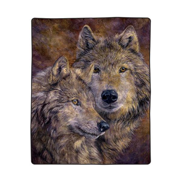 商品名: Lavish Home ウルフブランケット ? 80 x 92インチ プリント オオカミのペア ? フラシ天 厚手 8ポンド フェイクミンク クィーン スローブランケット カウチ ソファ ベッド用 Wolf Blanket ? 8...