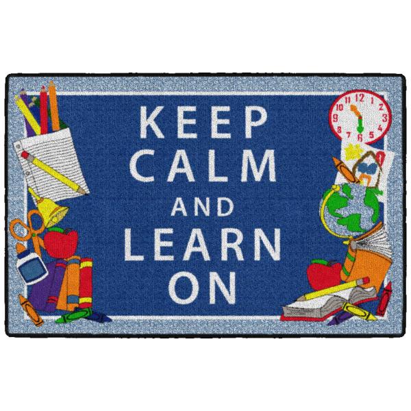 商品名: フラッグシップカーペット - Keep Calm &amp; Learn On エリアラグ 子供の授業 子供の寝室 教師のスペース 自宅のリビングまたはプレイルーム用 2フィート x 3フィート ブルー Flagship Carp...