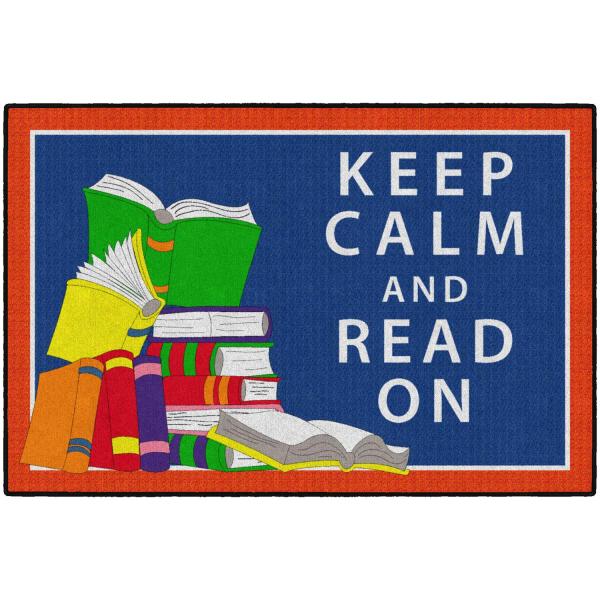 商品名: フラッグシップカーペット - Keep Calm &amp; Read On エリアラグ 子供の授業 子供の寝室 教師のスペース 自宅のリビングまたはプレイルーム用 4フィート x 6フィート レッド&amp;ブルー Flagsh...