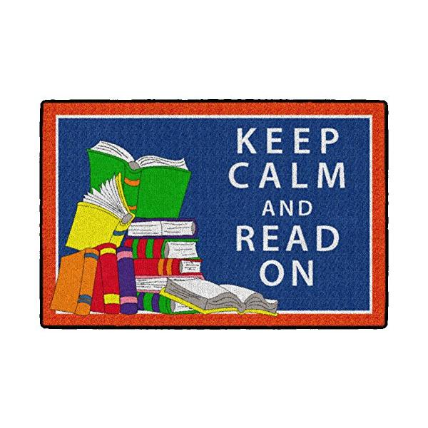 商品名: フラッグシップカーペット - Keep Calm &amp; Read On エリアラグ 子供の教室 子供の寝室 教師のスペース 自宅のリビングまたはプレイルーム用 2フィート x 3フィート レッド&amp;ブルー Flagsh...