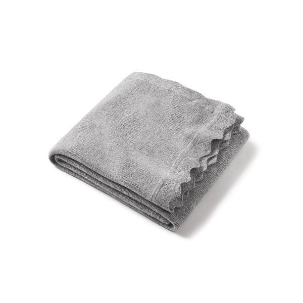 商品名: [State Cashmere] 100%カシミヤ ユニセックス ベビーブランケット 30x40インチ State Cashmere Luxe Scalloped Hem Lightweight Throw Blanket 100...