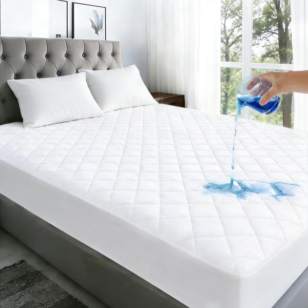 商品名: King Size Quilted Fitted Mattress Pad, Waterproof Breathable Soft Mattress Protector, Deep Pocket Fitted Style Bed ...