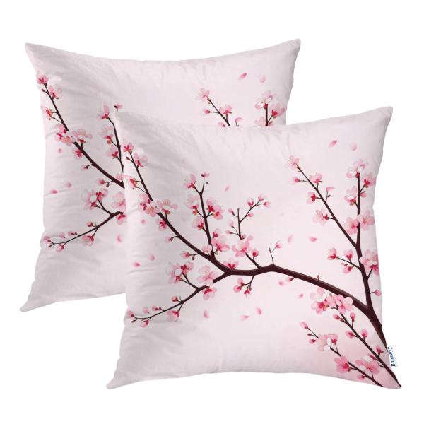 商品名: Batmerry Spring Pillows Decorative Throw Pillow Covers 18x18 Inch Set of 2, Pink Chinese Cherry Blossom Flower Japa...