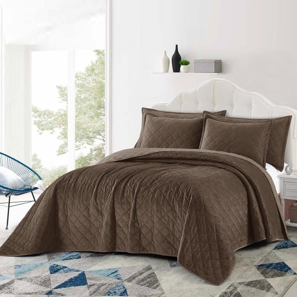 商品名:  Home Soft Things Serenta Velvet Quilted 5 Piece Bed Spread Set, Diamond Design Soft Lightweight Reversible Quilt C...