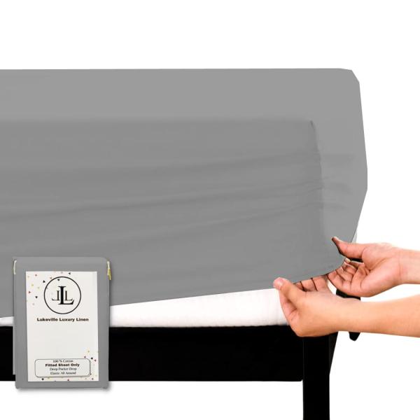 商品名: Lukeville Luxury Linen 400スレッドカウント100パーセントコットンシーツツインXL15インチディープポケットロングステープルコットン1シーツのみサテン織りソフト通気性弾性すべてマットレスの周り ツイン X...