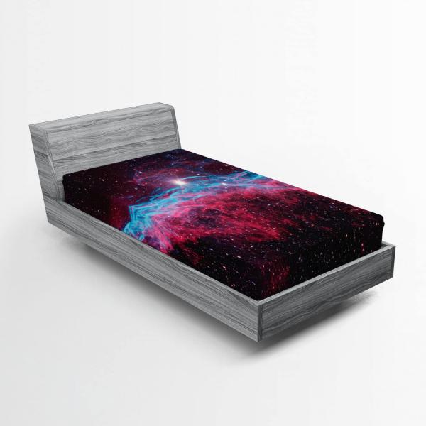 商品名: Ambesonne ピンク ボックスシーツ サイエンスコスモス 宇宙 銀河プリント 宇宙 星雲 天文学星雲テーマ ベッドカバー、快適のためのオールラウンドゴムディープポケット付き、ツインXLサイズ マゼンタブラック Ambeson...