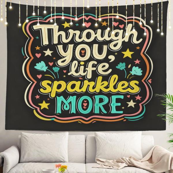 商品名: Shrahala School Inspirational Words Wall Tapestry, Motivational Quote Unique Handdrawn Lettering Wall Hanging Large...
