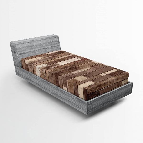 商品名:  Ambesonne Wooden Print Fitted Sheet, Wall Floor Textured Planks Panels Art Grain Cottage Lodge Hardwood Pattern, B...