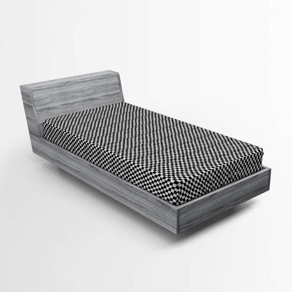 商品名: Ambesonne マッドクロスフィットシート 幾何学模様 現代的なスタイル 市松模様 抽象的な正方形パターン 都会的なデザイン ベッドカバー 快適なオールラウンドゴムディープポケット付き ツインサイズ ブラック&amp;ホワイト...