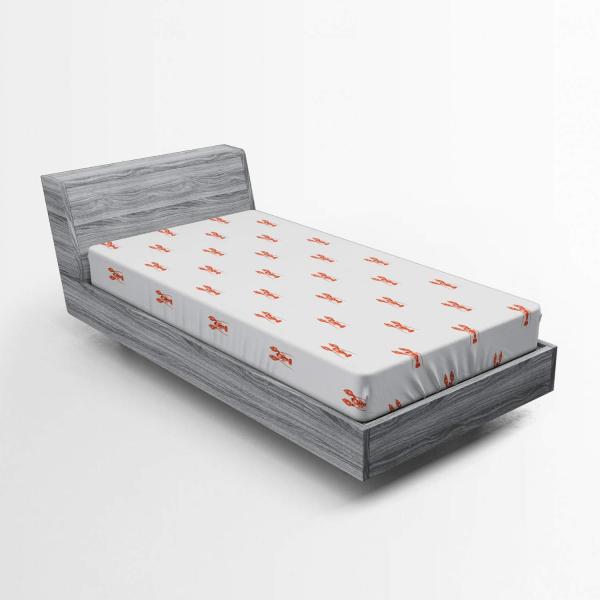 商品名:  Ambesonne Lobster Fitted Sheet, Pattern with Symmetrically Aligned Lobster on White Background, Bed Cover with All...