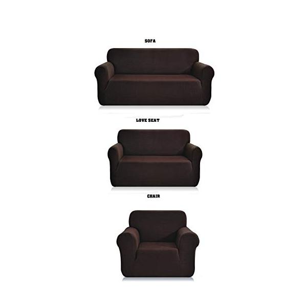 商品名: ファンシーコレクション 3点セット スリップカバーセット 家具カバー スパンデックスセット ソファとラブシートと椅子カバー付き 無地 コーヒー Fancy Collection 3pc Set Slipcover Set Furn...