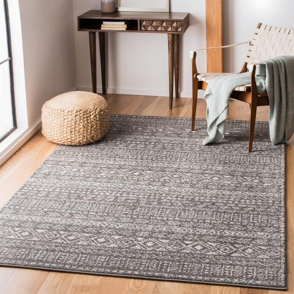 商品名:  SAFAVIEH Tulum Collection Area Rug - 5'3" x 7'6", Dark Grey &amp; Ivory, Moroccan Boho Distressed Design, Non-Shed...