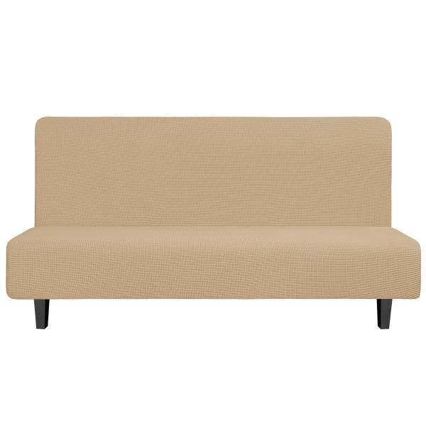 商品名: Easy-Going ストレッチフトン スリップカバー アームレスフトン ベッドカバー 家具プロテクター 肘なし ゴム底 子供用 ソフトジャカード生地 小さなチェック (ラージ、サンド) Easy-Going Stretch Fu...