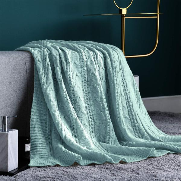 商品名:  jinchan Cable Knit Throw Blanket for Couch 50x60 inches Lightweight Soft Cozy Solid Teal Modern Decorative Throws ...