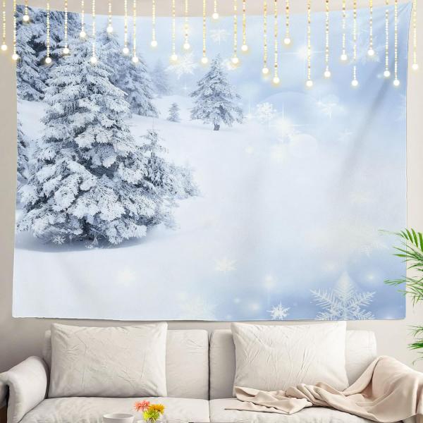 商品名: Shrahala Christmas Wall Hanging, Snowflakes Silver Grey Pattern - Large Psychedelic Tapestry for Bedroom &amp; Livi...