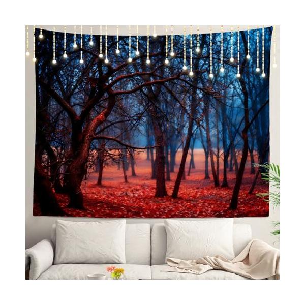 商品名: Shrahala Stranger Forest Wall Tapestry, Red Forest Moonlight Mystic Magic Landscape Wall Hanging Large Tapestry Dec...