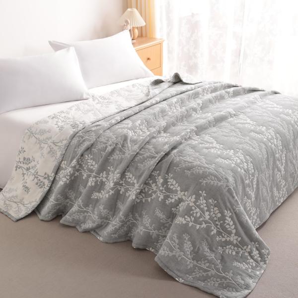 商品名: NTBAY モスリン天然コットンブランケット Queen(88 x 92 inches) グレー 20190702BedblanketQueen-Tree NTBAY 3 Layers Cotton Muslin 88x92 Qu...