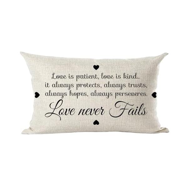 商品名: ramirar Love Is Patient Kind It Always Protects Trusts Hopes Perseveres Never Fail 装飾腰部スロー 枕カバー ケース クッション ホーム リビング ...