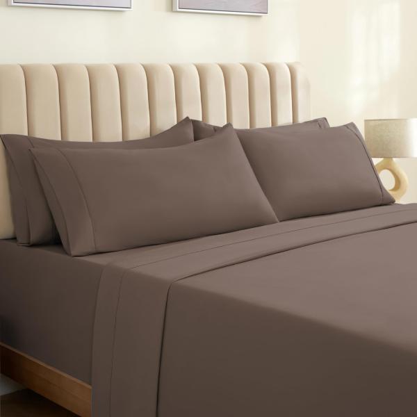 商品名: LuxClub シーツ4点セット 深いポケット 18インチ 環境に優しい しわ防止シーツ 洗濯機洗い可 ホテル寝具 シルクのように柔らかい - ツリーバークグリーン ツイン LuxClub 4 PC Sheet Set Sheet...