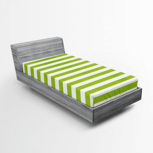 商品名:  Ambesonne Lime Green Fitted Sheet, Horizontal Stripes Simplistic Watercolor Paintbrush Large Lines Image, Bed Cove...