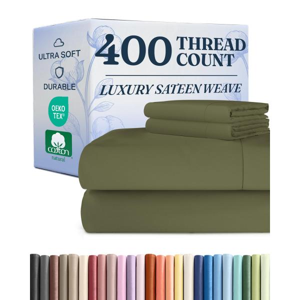 商品名: CGK Unlimited 4PC400TCNEW California King グリーン Cal King Sheet Set - 100% Cotton Sheets - 4 Piece Cal King Size Cott...