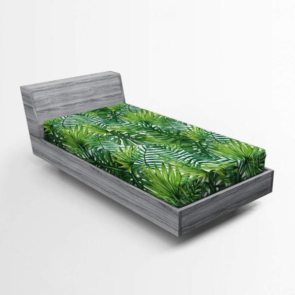 商品名:  Ambesonne Leaf Fitted Sheet, Tropical Exotic Banana Forest Palm Tree Leaves Watercolor Design Image, Bed Cover wit...