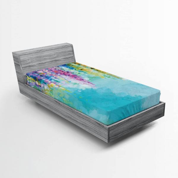 商品名:  Ambesonne Flower Fitted Sheet, Abstract Ivy Romantic and Landscape Spring Floral Art Nature Theme, Bed Cover with ...