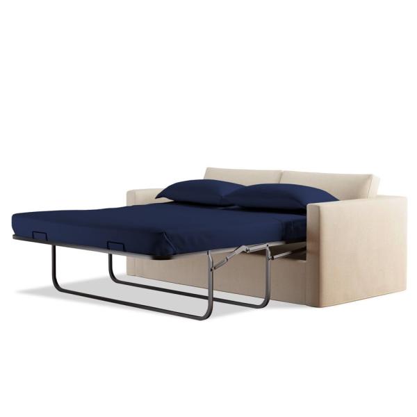 商品名: Tula Linen 700 TC 100% エジプト綿 スリーパー ソファ ベッドシーツセット 無地 オリンピック クイーンサイズ (66インチ x 80インチ x 5インチ) フィットストラップ4本付き カラー ネイビーブルー...