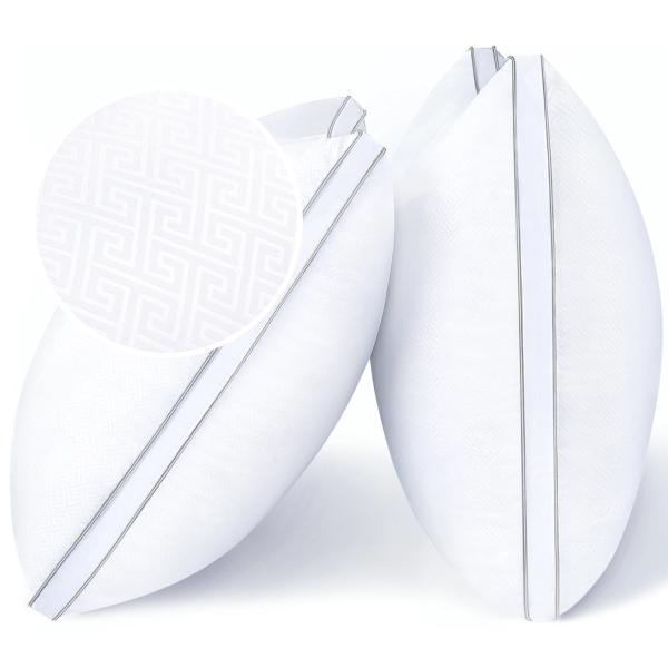 商品名: viewstar (ビュースター) 睡眠用 枕 ベッド枕 2点パック ダウン 代替品 低アレルギー性 横向き寝用 うつ伏せ寝用 柔らか サポート力抜群 マチ付き枕 viewstar Bed Pillows Standard Siz...