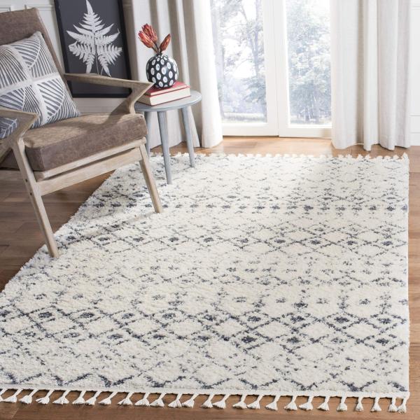 商品名:  SAFAVIEH Berber Fringe Shag Collection Accent Rug - 2'2" x 4', Cream &amp; Dark Grey, Design, Non-Shedding &amp; E...