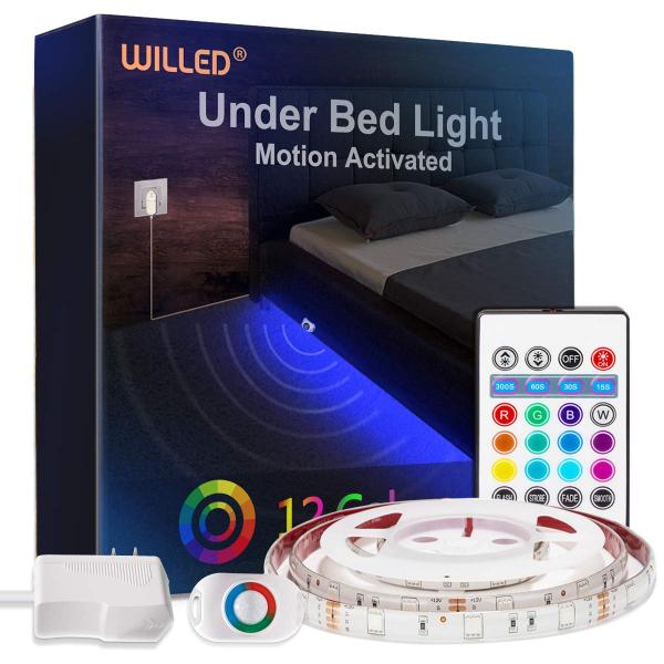 商品名:  WILLED RGB LED Strip Lights, Under Bed Light Motion Activated Sensor, RF Remote Control with Timer, Color Changing...