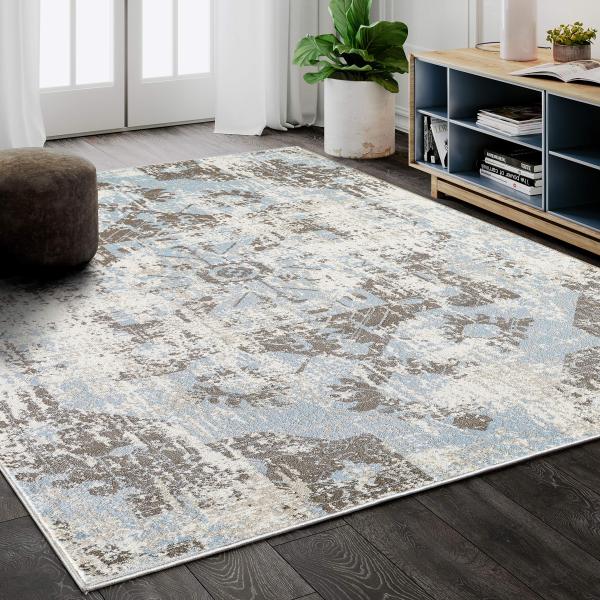 商品名:  Abani Urbana Collection 3' X 5' Grey &amp; Blue Bohemian Area Rug, Rugs Vintage Style - Traditional Distressed Acc...
