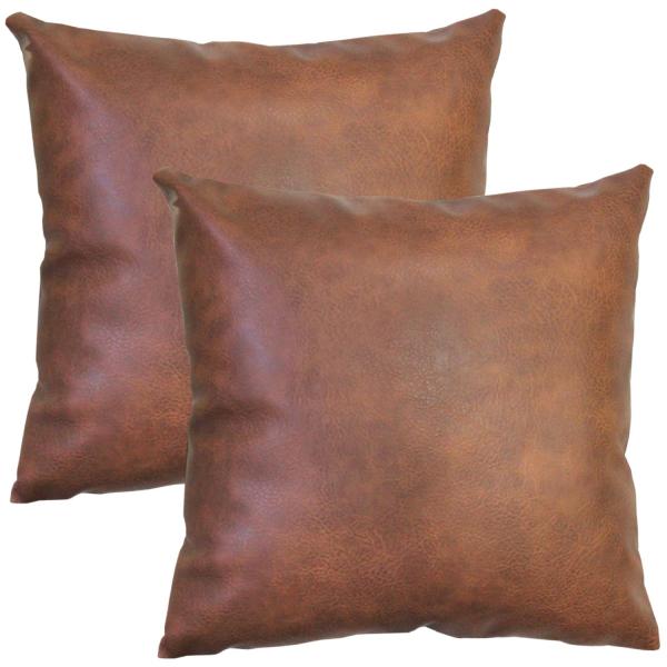 商品名:  JOJUSIS Modern Leather Throw Pillow Covers for Couch Sofa Bed Set of 2 100% Faux Leather Dark Brown 18" x 18"ブランド:...