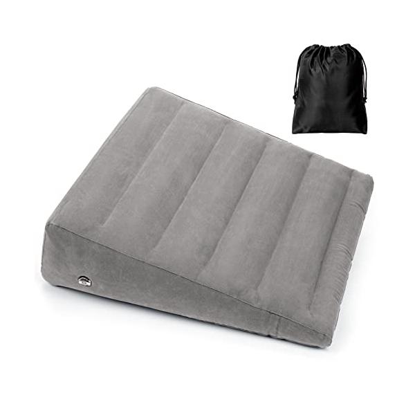 商品名: USHMA インフレータブルウェッジピロー 睡眠用 ポータブル 旅行用ウェッジクッション ベッドに座る時 空気注入式ウェッジクッション 旅行用 ブローアップ膝下クッション USHMA Inflatable Wedge Pillow...
