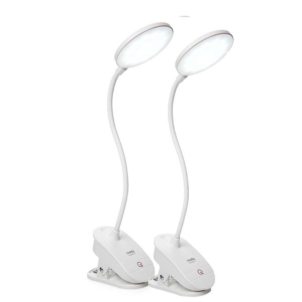 商品名:  Miady 2 Pack Clip on Lamp,Battery Powered Reading Light,Clamp for Bed with 3 Brightness Level,USB Rechargeableブランド...