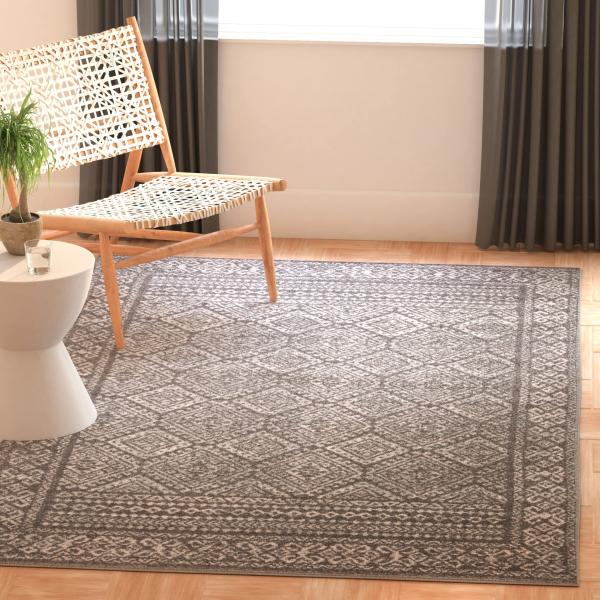 商品名: Safavieh Tulum Collection TUL264F Boho Moroccan Distressed Area Rug, 3' Square, Dark Grey/Ivory SAFAVIEH Tulum Coll...