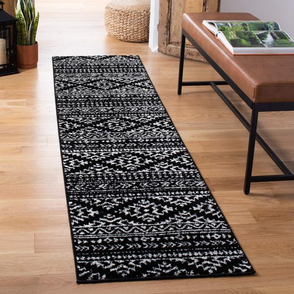 商品名: Safavieh Tulum Collection TUL272Z Boho Moroccan Distressed Runner, 2' x 7', Black/Ivory SAFAVIEH Tulum Collection R...