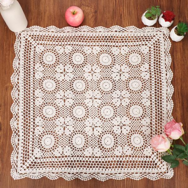 商品名:  kilofly Handmade Crochet Cotton Lace Table Placemats Sofa Doilies, Square, Beige, 27 inchブランド: kilofly商品サイズ: 27 in...