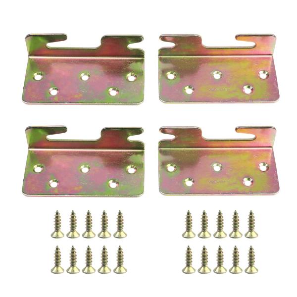 商品名: Geesatis ベッドアクセサリー ウッドベッドレールブラケット 4ピース ベッドレールフック プレート ベッドフレームブラケット、ベッドレール継手、ダブルフックスロットハードウェア、マウントネジ付き、3.6" x 2" Gee...