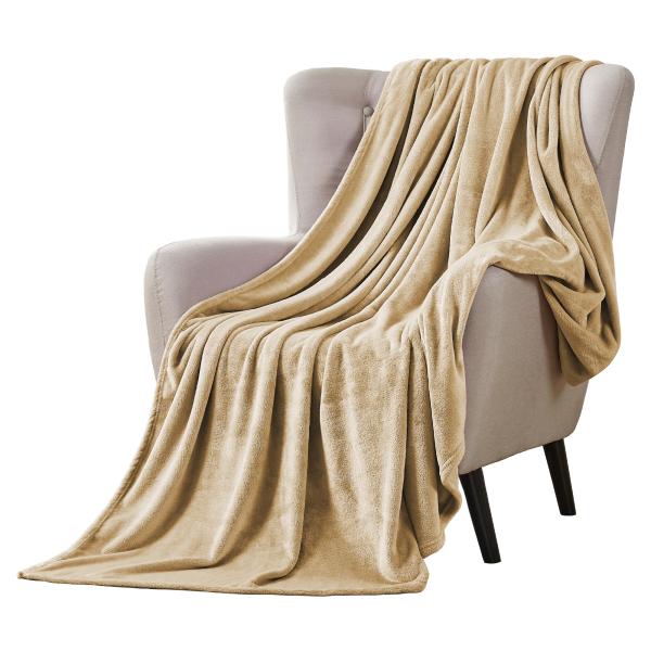 商品名: Walensee フリースブランケット フラシ天 ふわふわ 軽量 (キングサイズ 108x90 タンキャメル/トープ) スーパーソフトマイクロファイバーフランネルブランケット カウチ/ベッド/ソファ用 超豪華で暖かく快適 オールシ...