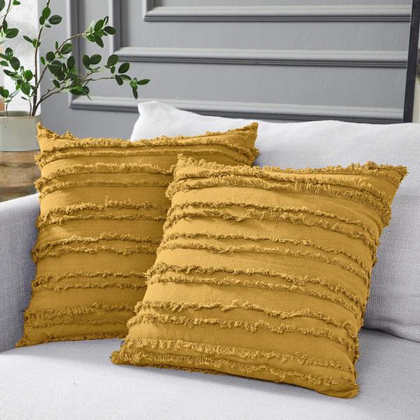 商品名:  Longhui bedding Yellow Throw Pillow Cover, Set of 2, Yellow 26” x 26” Decorative Lattice Pattern Sham Pillowcase f...