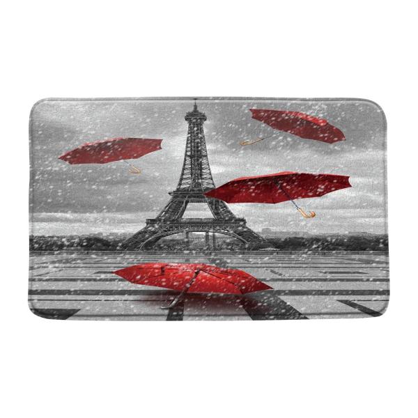 商品名:  MNSC Paris Eiffel Tower Bath Mat,Vintage Red Umbrella France City Non-Slip Bathroom Rug Shower Floor Carpet,Eiffel...