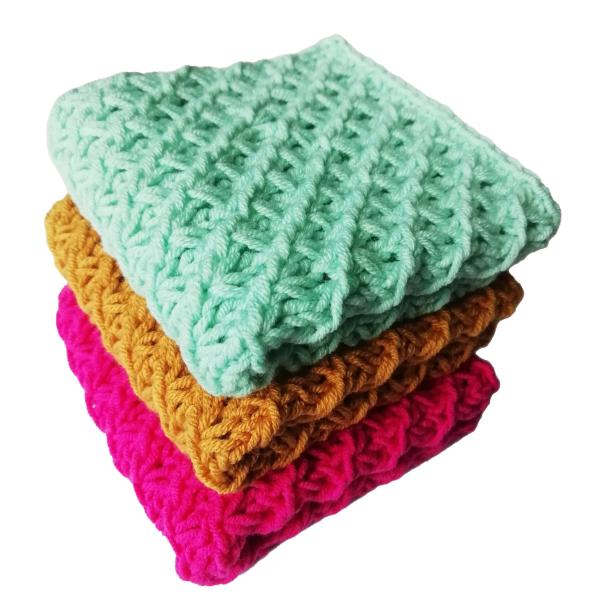 商品名:  LarisaKnits Set 3 Dishcloths Scowing Rag Towels Hand Knitted Cotton Coasters Drink Absorbent Hot Pads Mats Home Ki...