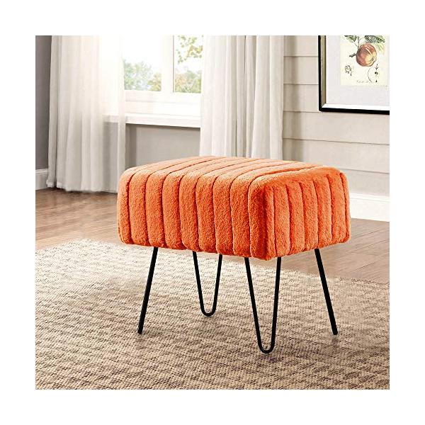 商品名: Home Soft Things Serenta スーパーミンクフェイクファーオットマンベンチ、48.26cm×33.02cm×43.18cm、オレンジ Home Soft Things Super Mink Faux Fur O...